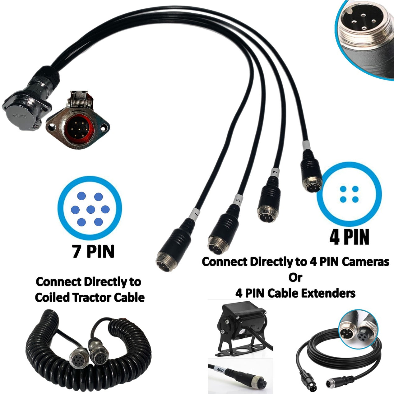 Multi-Cam Tractor Trailer Connector System for up to 4 Cameras ...
