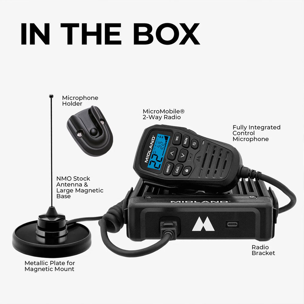 MicroMobile GMRS Two-Way Radio 50W With USB-C Integrated Control Mic M ...