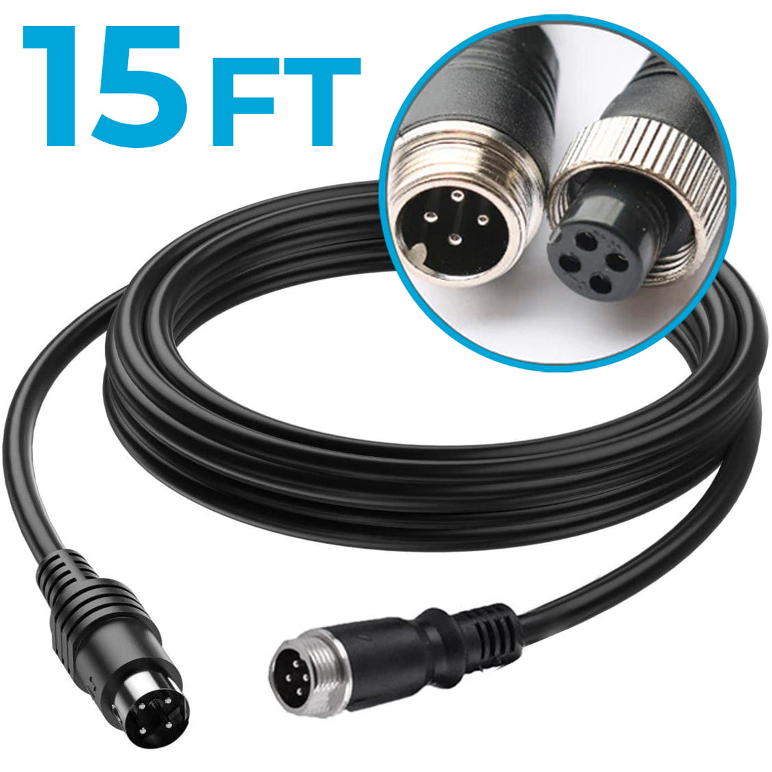Cable 15 Ft Heavy Duty 4PIN Cable for MDVR/BACKUP Cams — AgriCameras.com