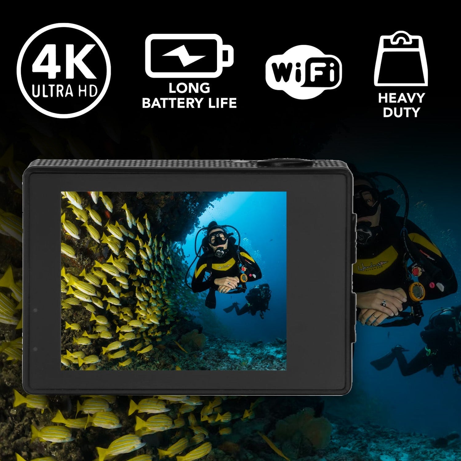 Platinum 4K Sports Cam - Action Cam with 10+ Mounts Included, Long Bat ...