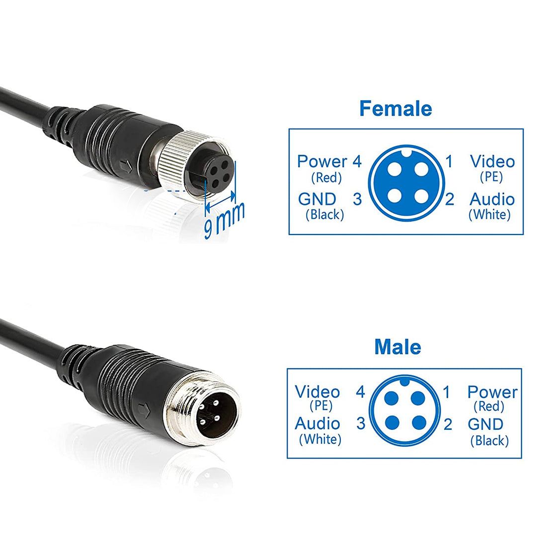 Cable 30 Ft Heavy Duty 4PIN Cable for MDVR/BACKUP Cams — AgriCameras.com