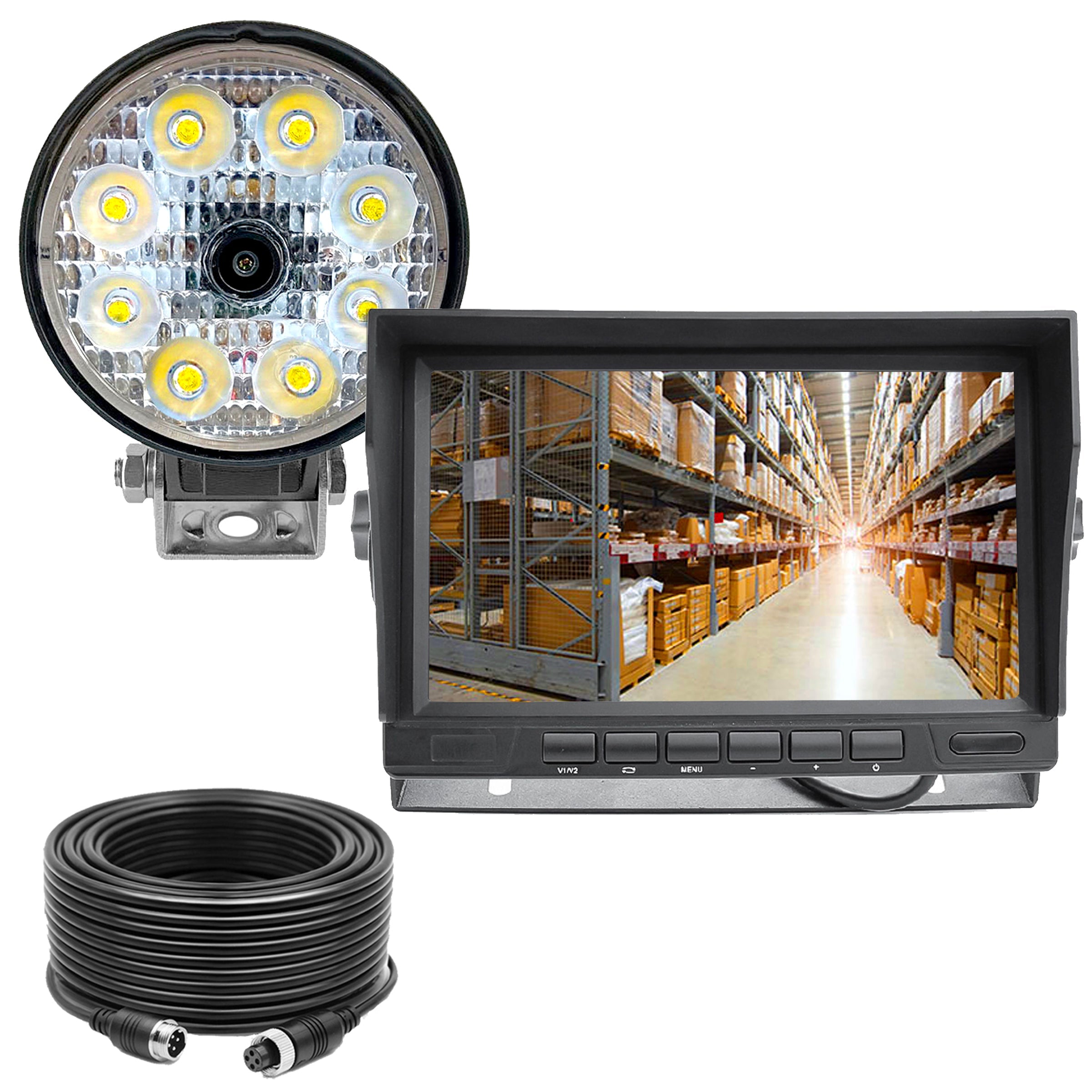 Forklift Flood Work Light 1080P Camera System w/ 7" LCD - Light Up Any ...