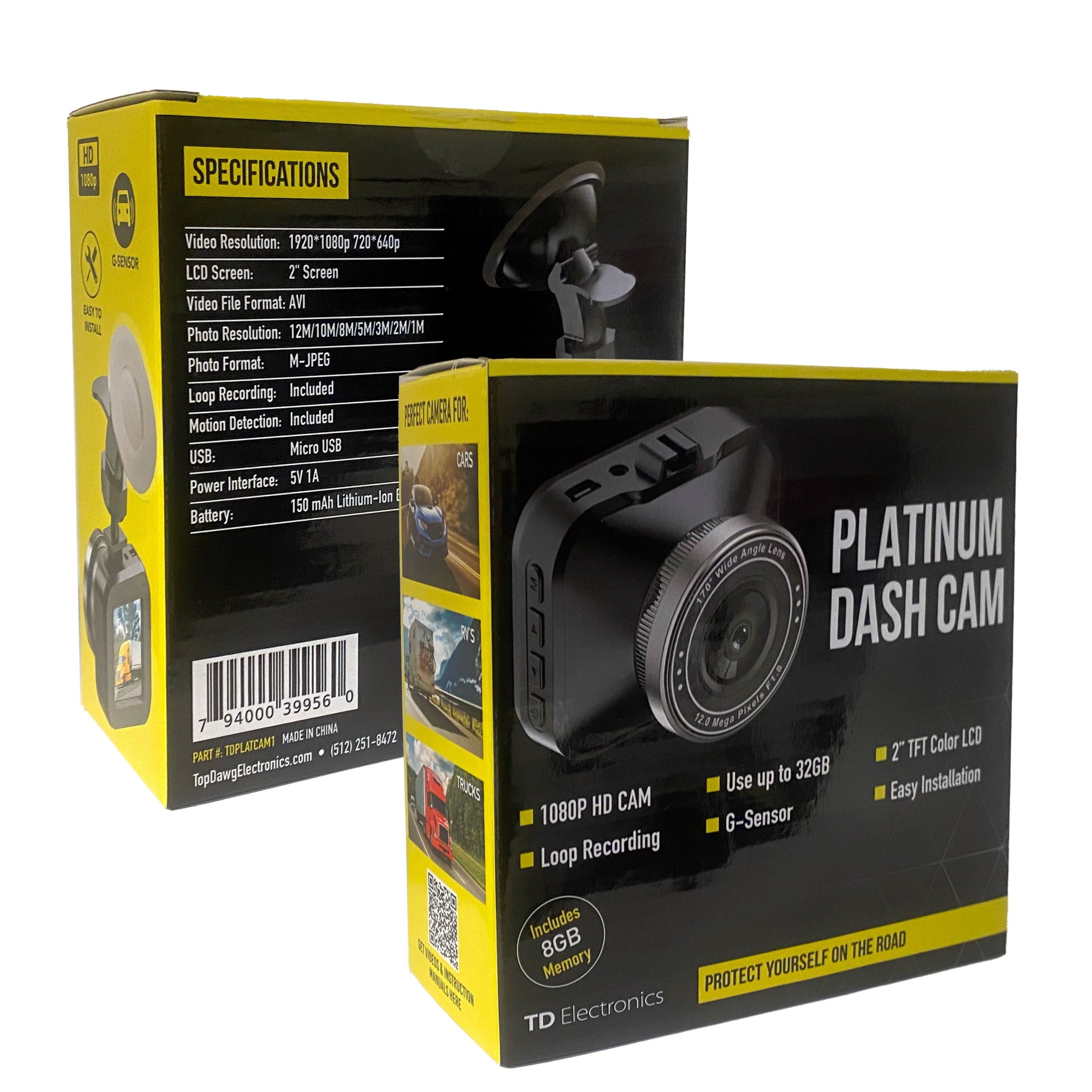 TD 1080P Platinum Dash Cam - Mini HD Dash Cam, perfect for cars, SUVs ...