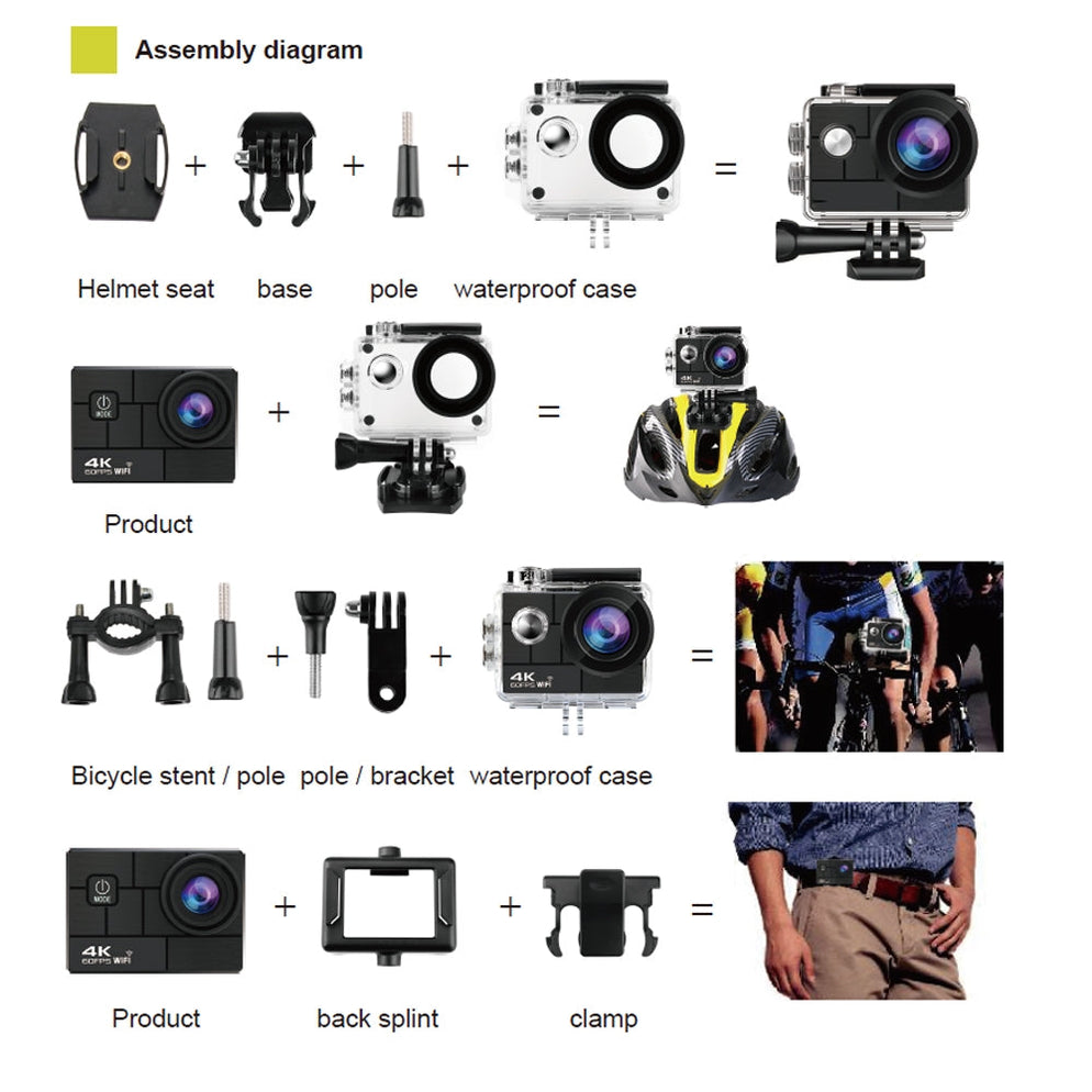 Platinum 4K Sports Cam - Action Cam with 10+ Mounts Included, Long Bat ...