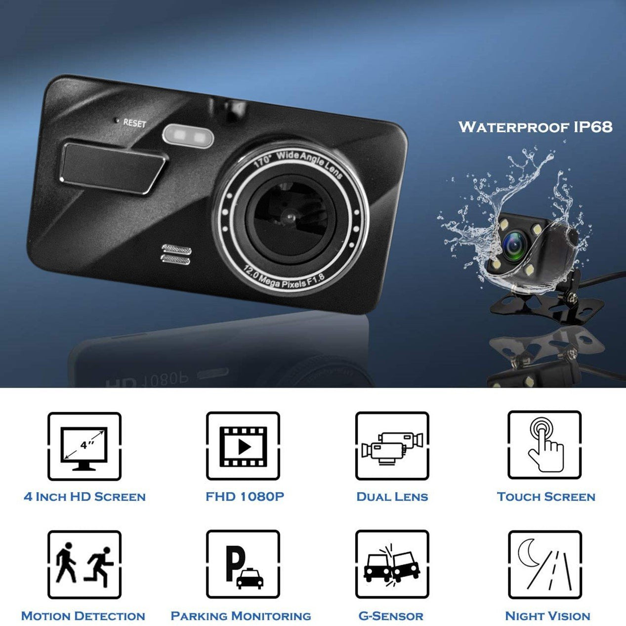 Agri-Farming QUAD 2nd Gen Prime AHD Dash Cam with Touch Screen! Record ...